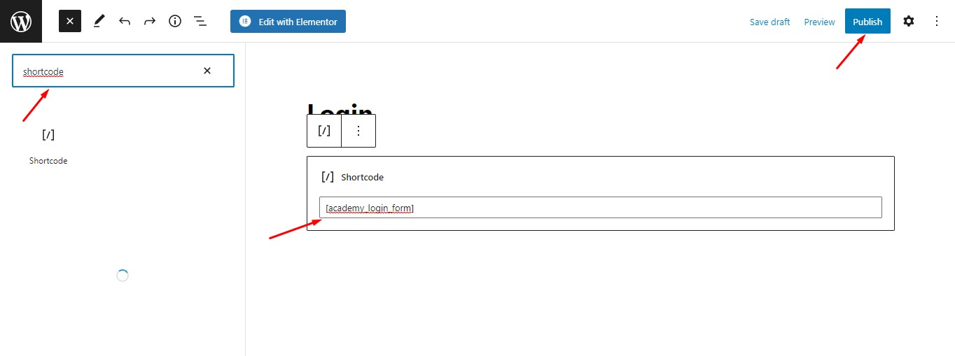 Login shortcode - Academy LMS