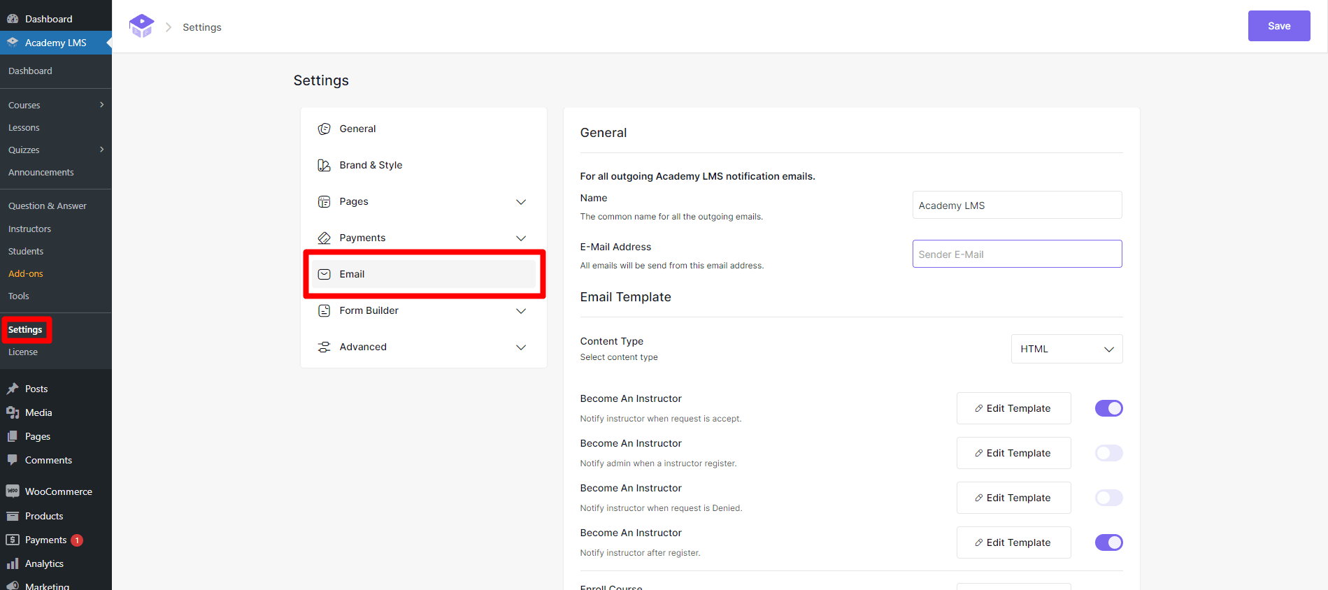 How to use Email Notification? - Academy LMS