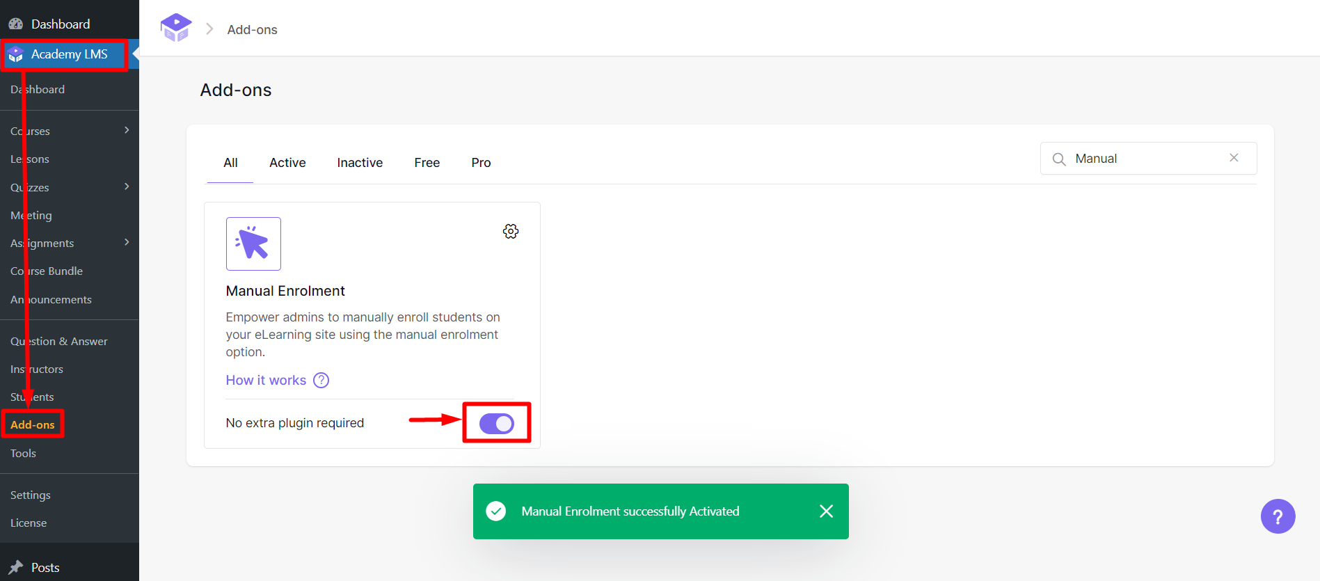 How to use Academy LMS manual enrollment? - Academy LMS