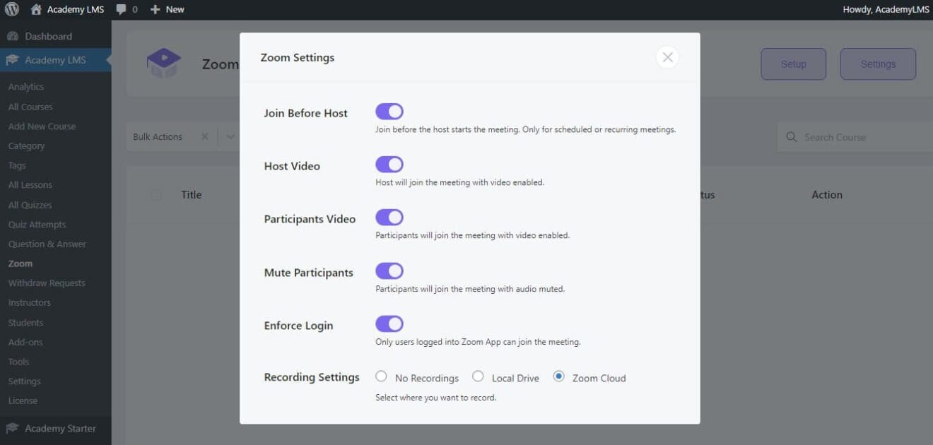 How to use Zoom Integration in Academy LMS? - Academy LMS