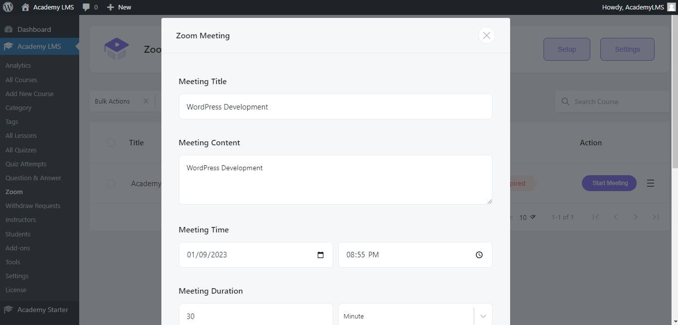 How to use Zoom Integration in Academy LMS? - Academy LMS