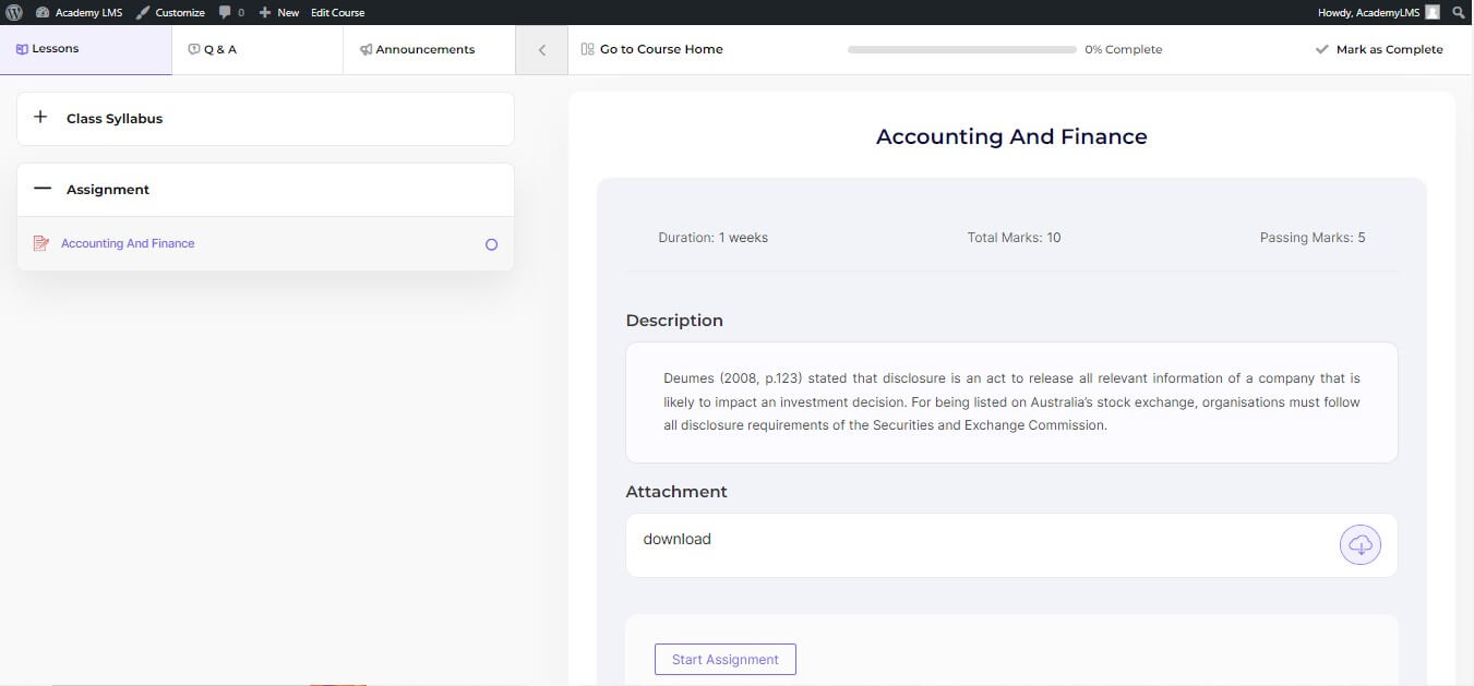 How to use Academy LMS Assignment? - Academy LMS