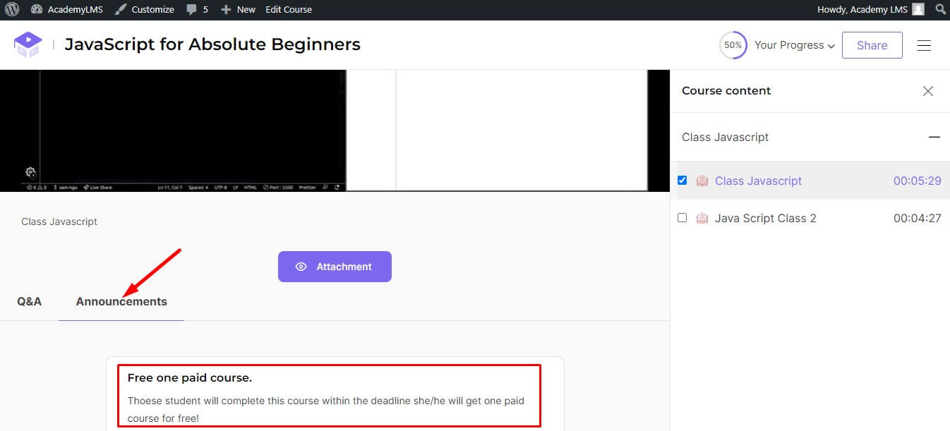 How to get announcements from teachers? - Academy LMS