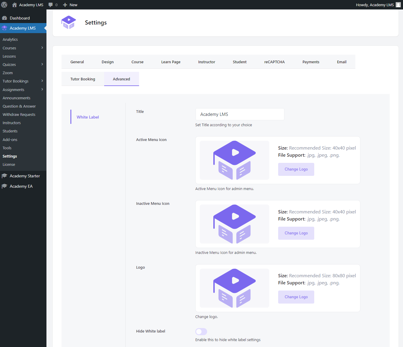 How to Use White Label Addon? - Academy LMS