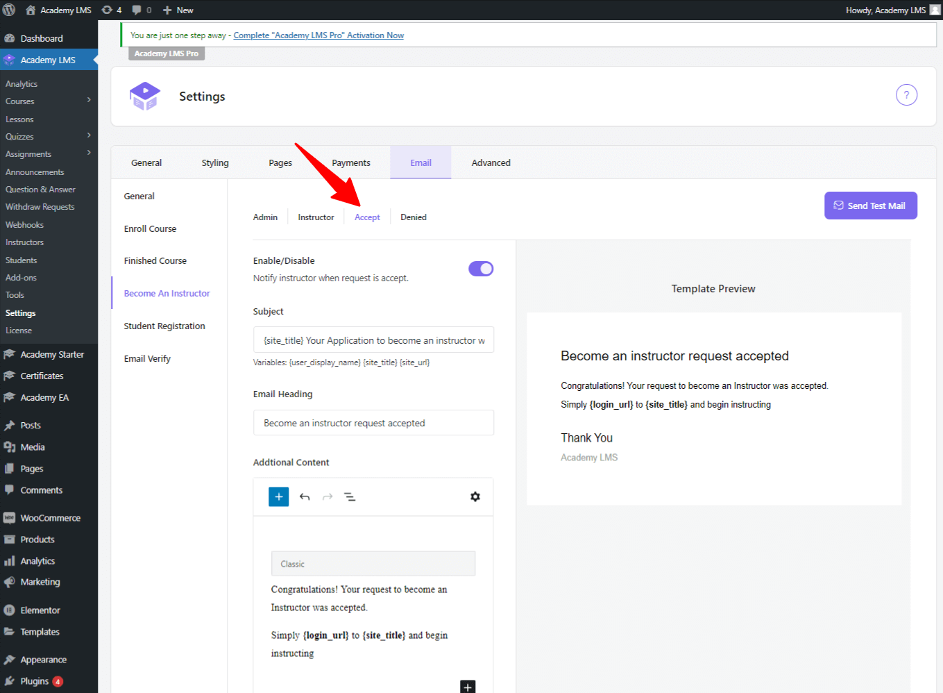 How to use Email Notification? - Academy LMS