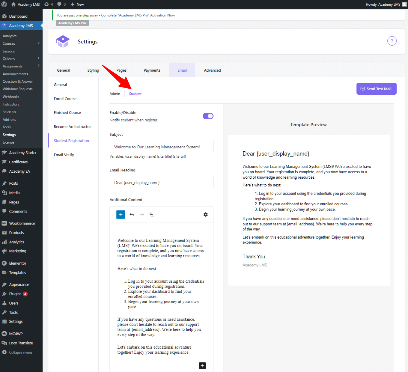 How to use Email Notification? - Academy LMS