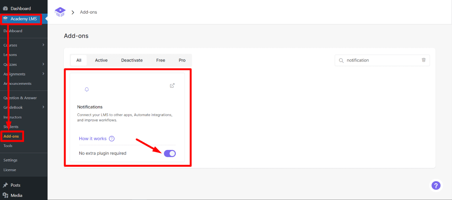 How to Use Academy LMS Notification Addon? - Academy LMS
