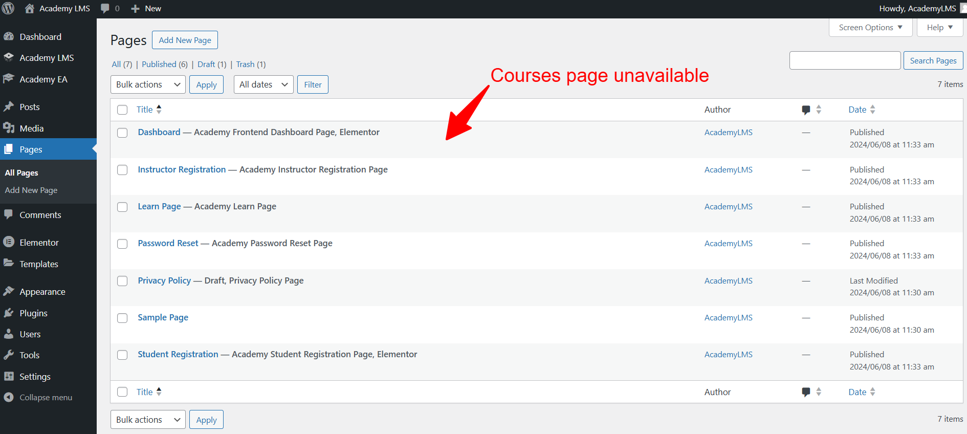 How to setup Academy LMS necessary pages? - Academy LMS