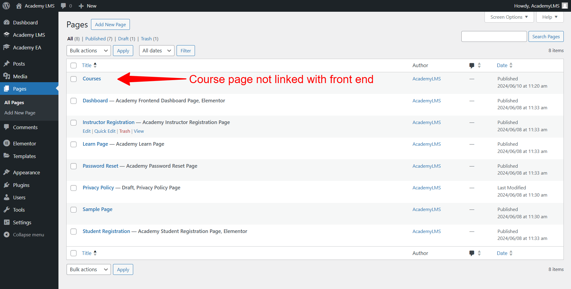 How to setup Academy LMS necessary pages? - Academy LMS