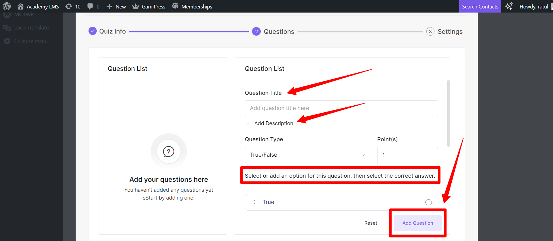 How to use Academy LMS quiz builder? - Academy LMS