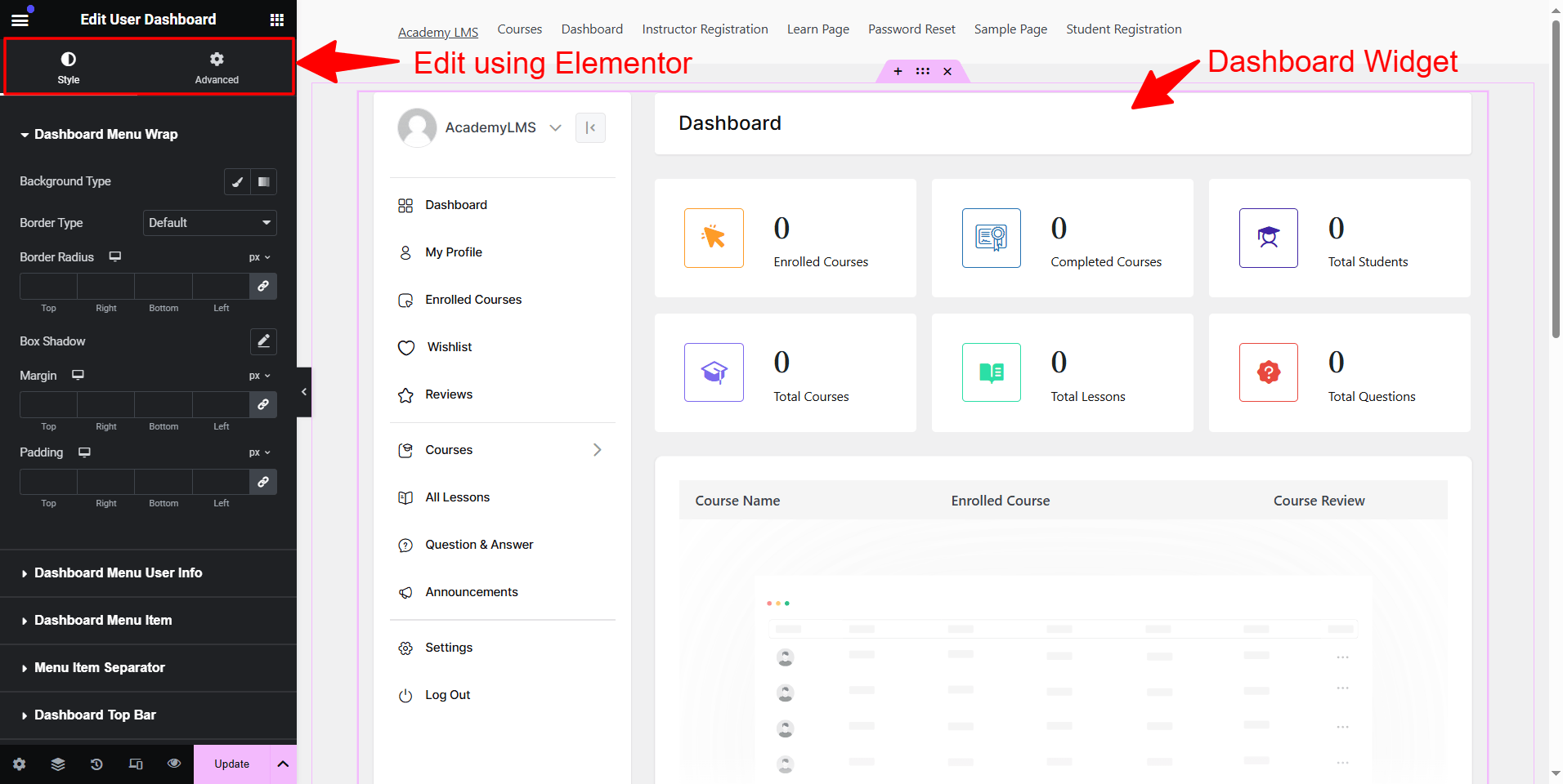 How to use Academy Elementor Addons? - Academy LMS