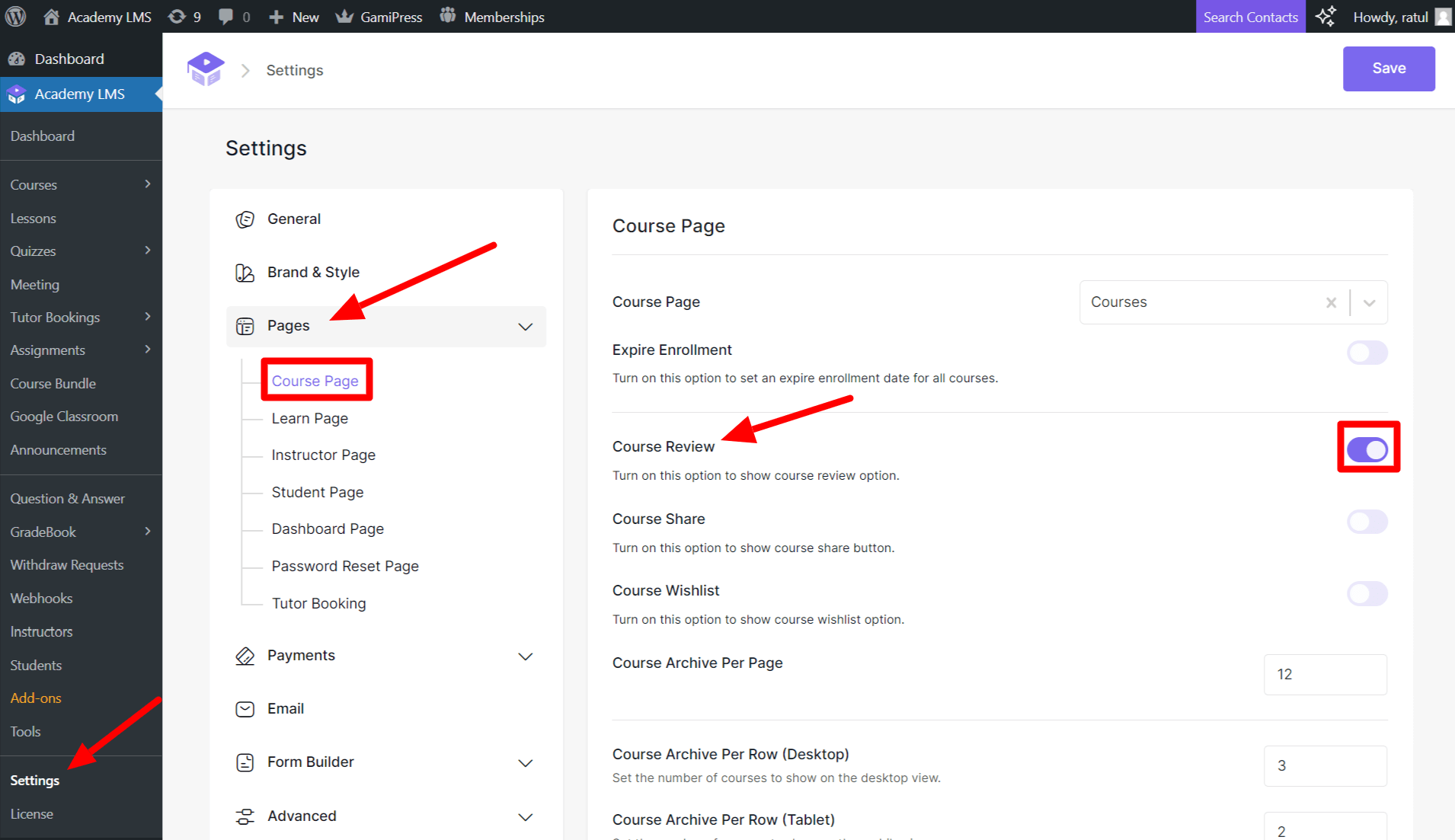 How to hide the course rating? - Academy LMS