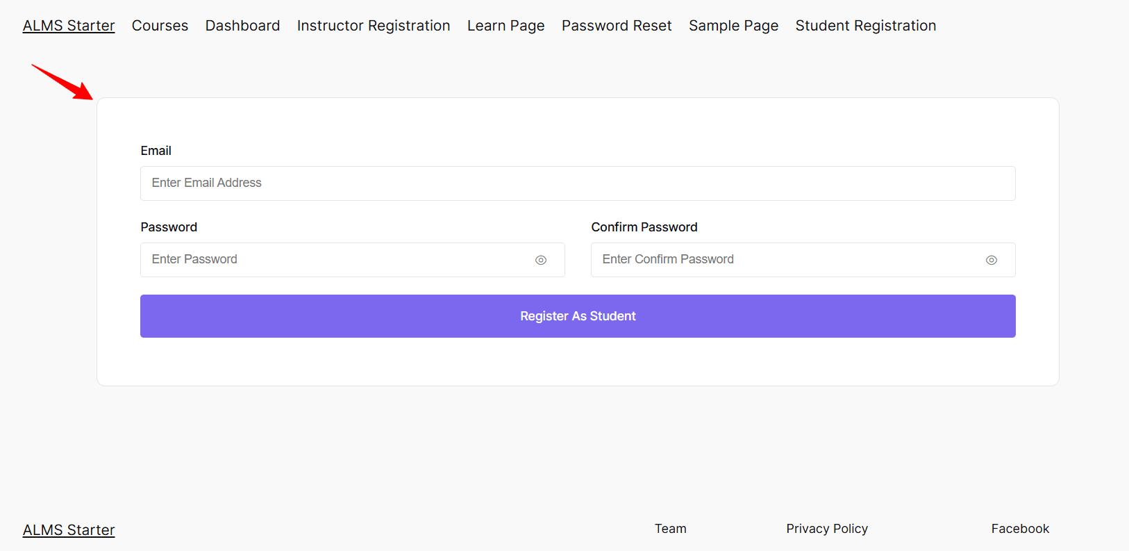 How to Use Academy LMS student registration shortcode? - Academy LMS