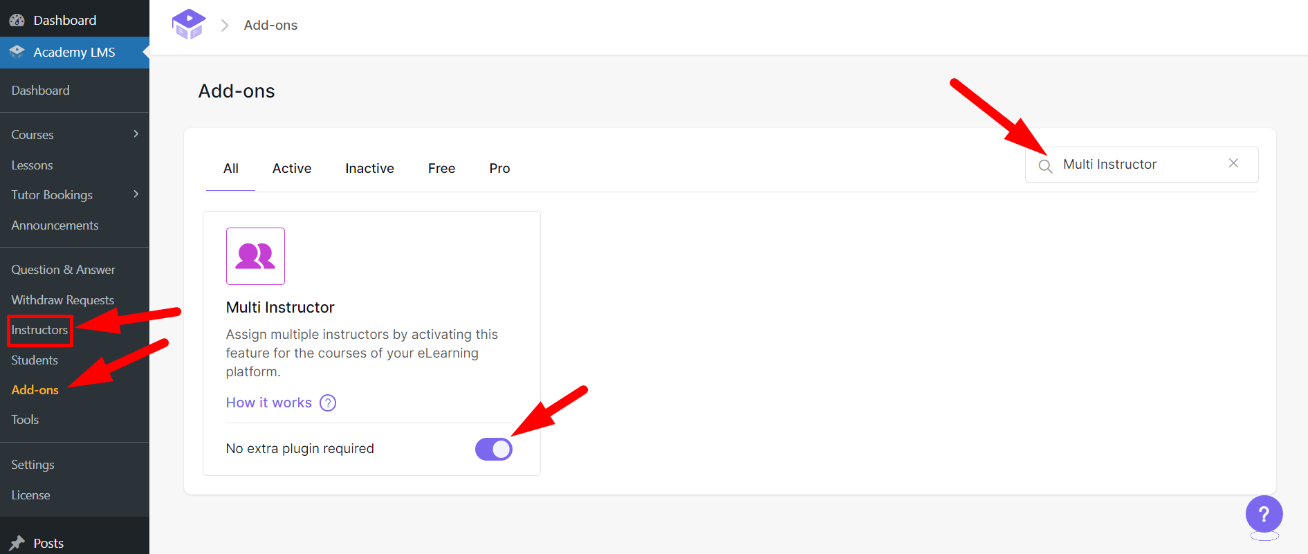 How to use the Multi Instructor addon? - Academy LMS