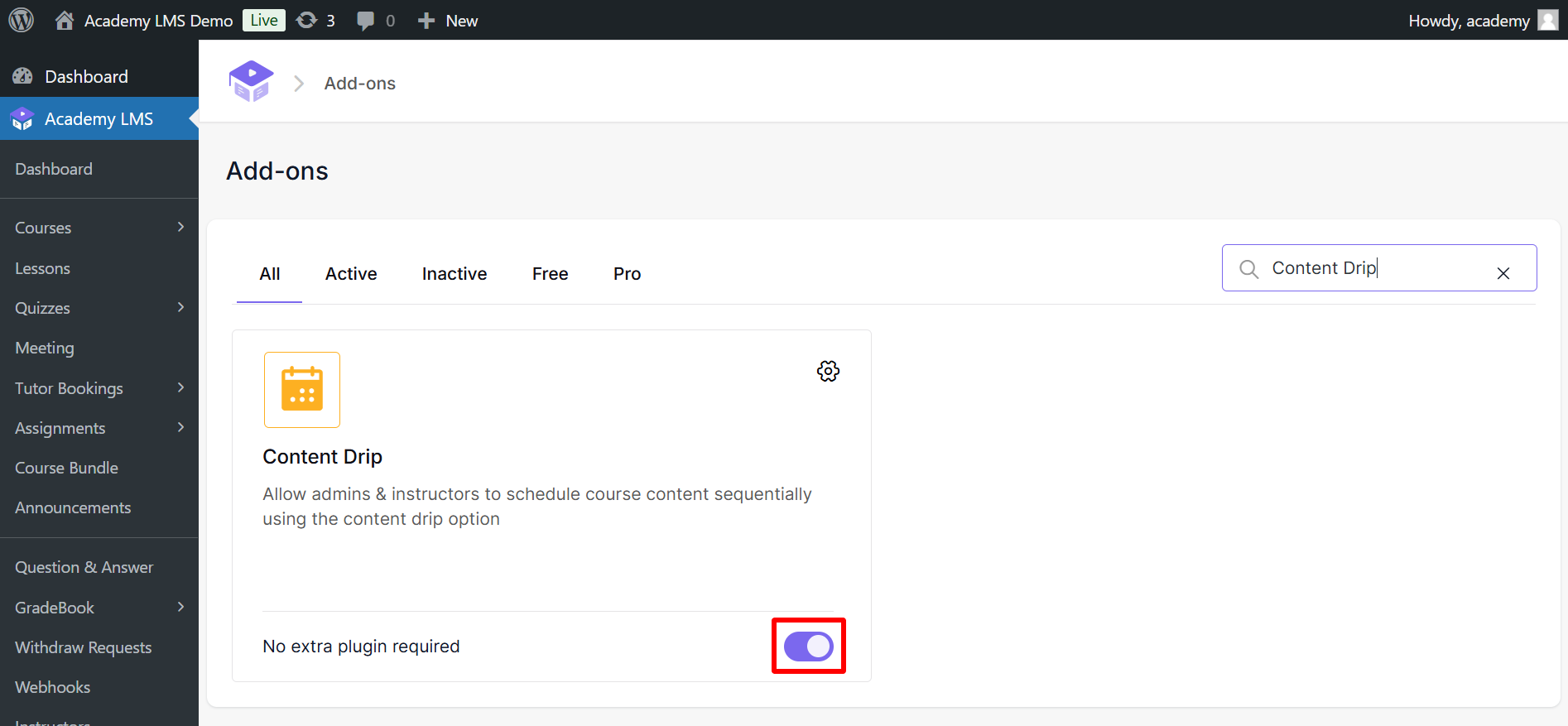 Content Drip - Academy LMS