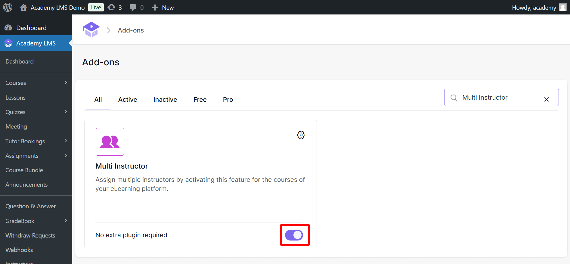 Multi Instructor Academy Lms