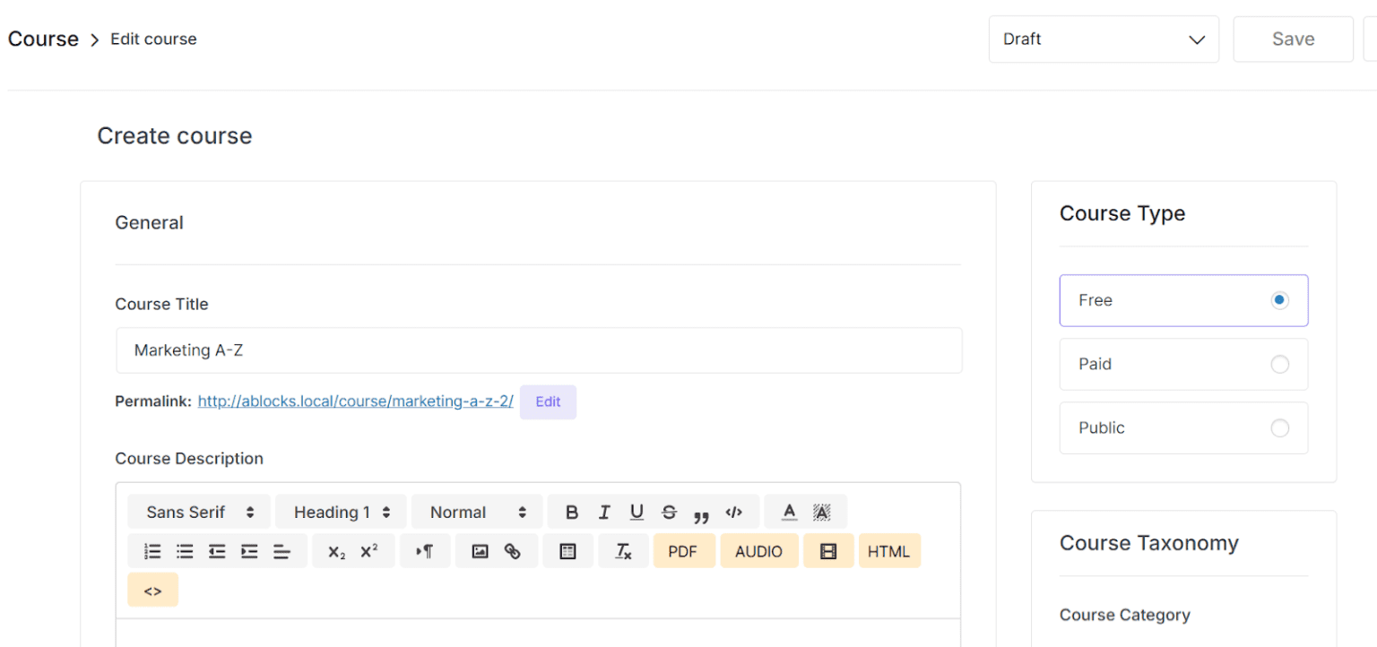 Academy LMS Frontend Dashboard