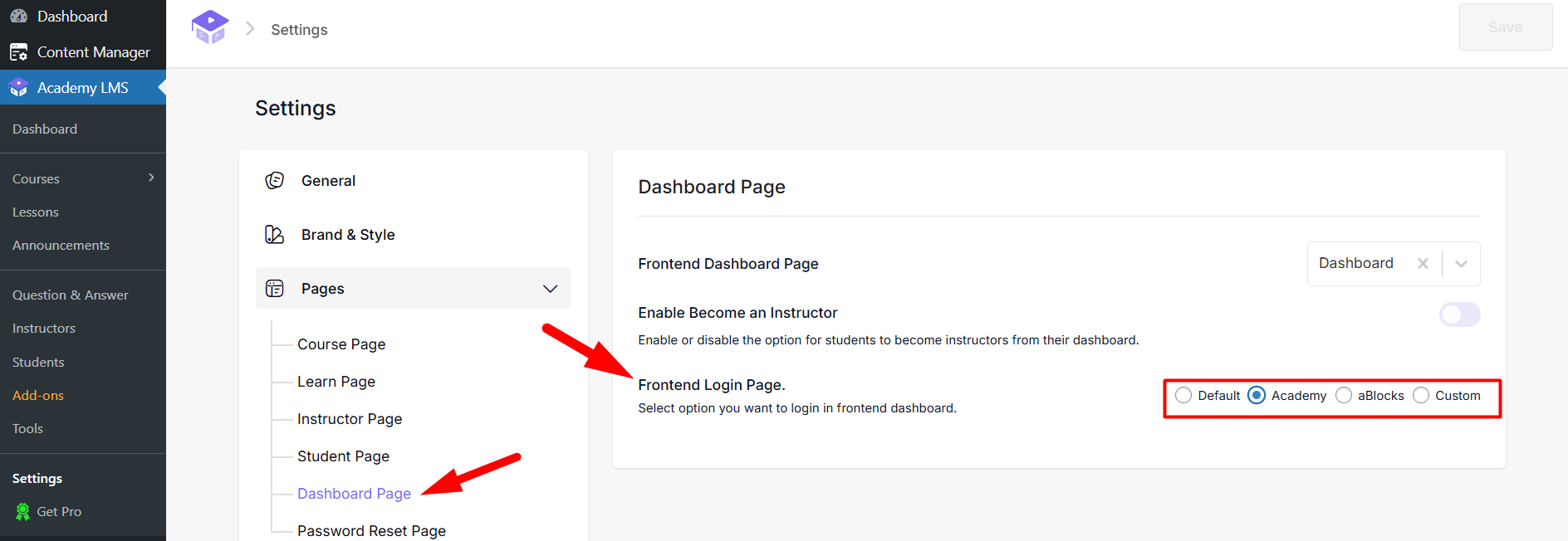 Academy LMS: Setting Up the Frontend Login Page